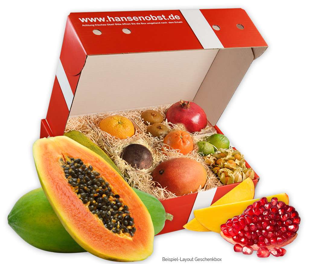 Obstbox Exotica | Geschenk mit exotischen Früchten | Hansen Obst